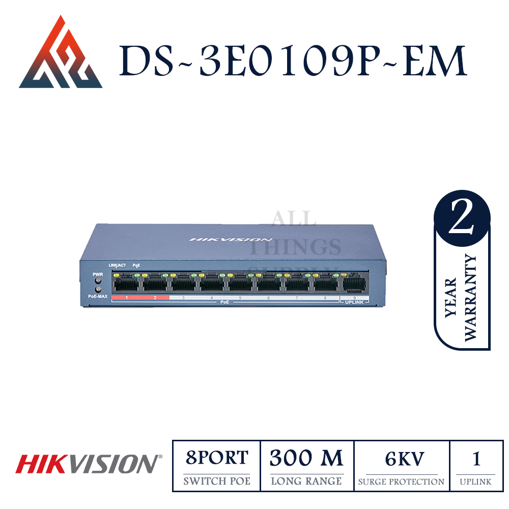 Jual Hikvision DS-3E0109P-E/M Switch POE 8 Port 1 Uplink Hub CCTV IP ...