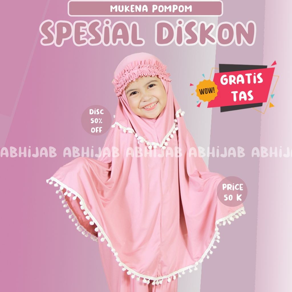 Jual mukena anak mukenah perempuan rukuh telekung usia 1 s/d 6 tahun ...