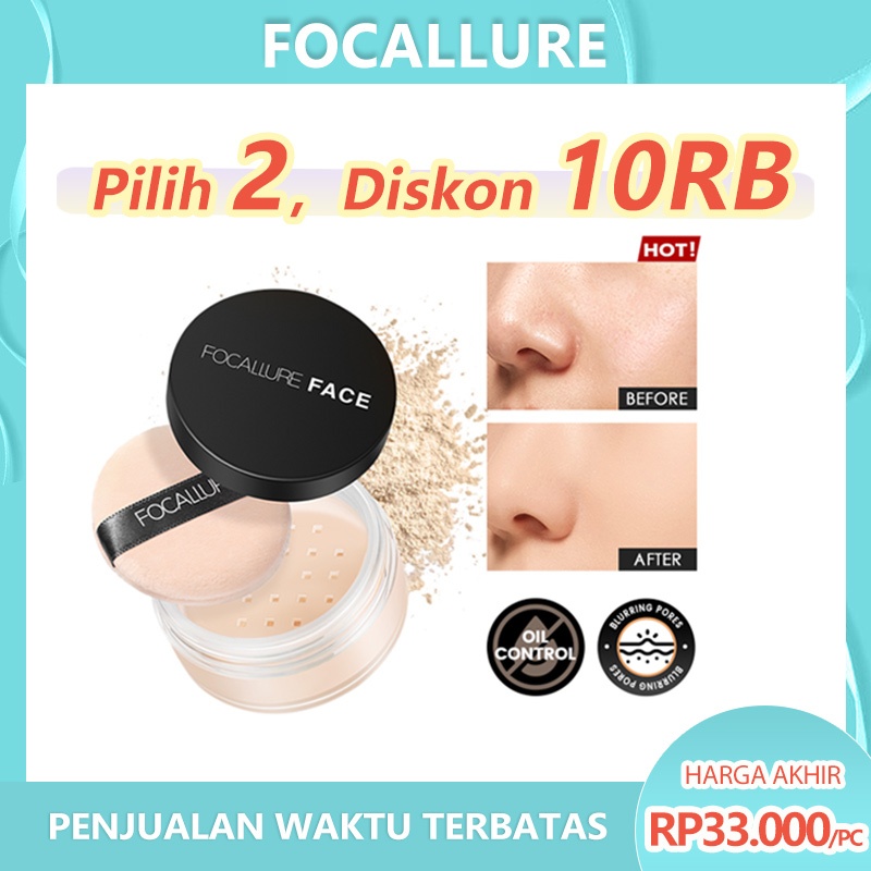 Jual FOCALLURE Waterproof Bedak Powder Natural Loose Powder Compact ...