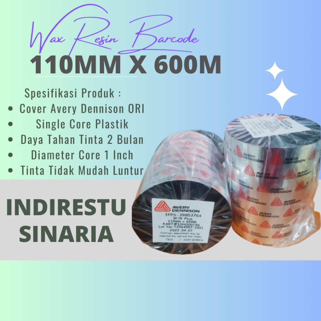 Jual Ribbon Avery Dennison Wax Resin 110mm x 600m Core Plastik | Shopee ...