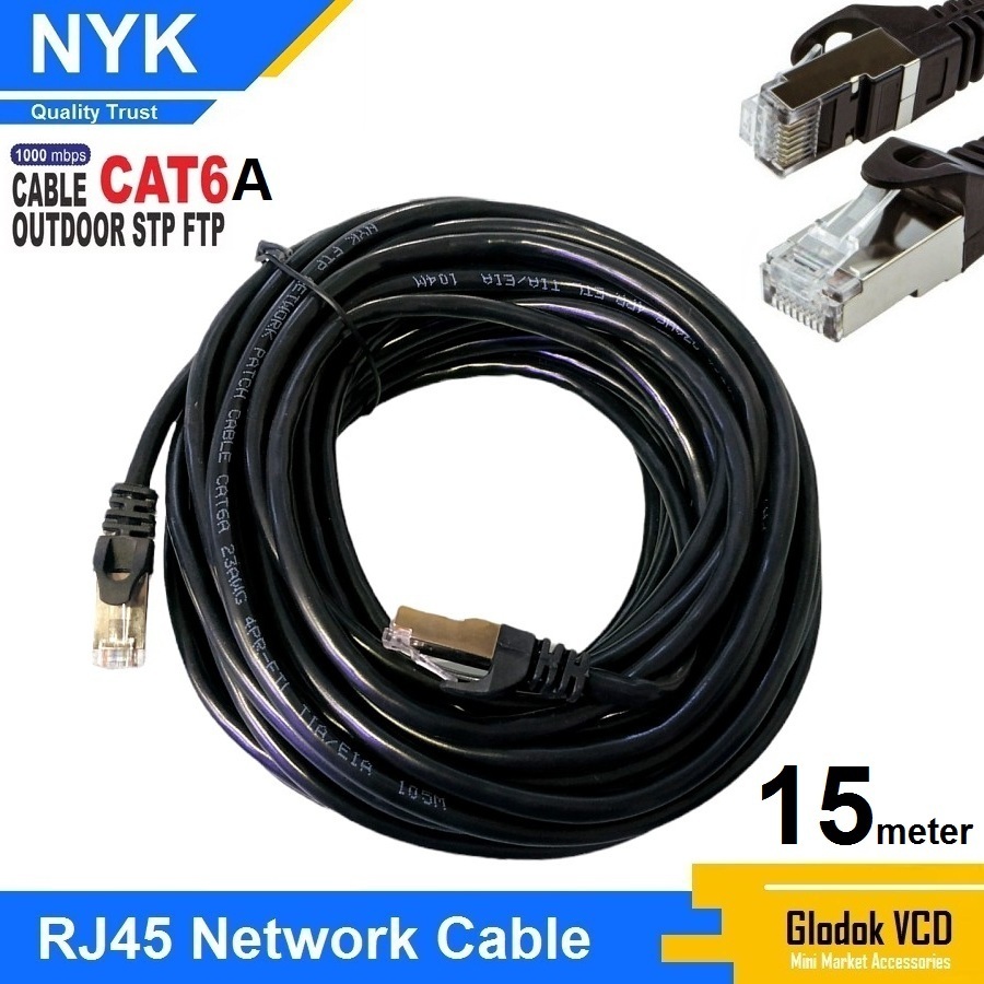 Jual Kabel Lan 1.5M - 30M Cat6A FTP Outdoor RJ45 Internet Ethernet Cable NYK | Shopee Indonesia