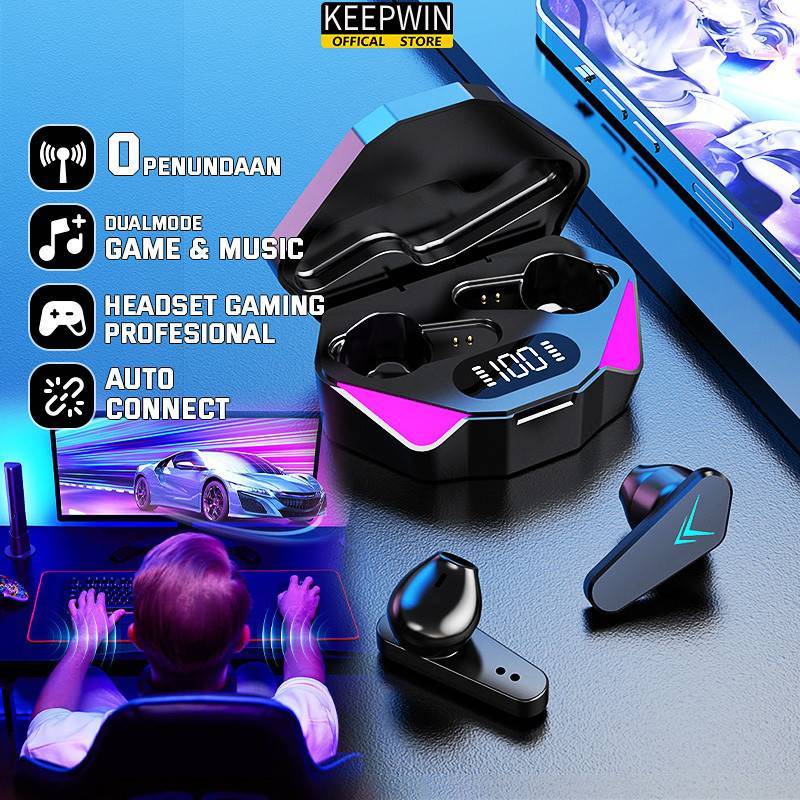 Jual 【HOT PROMOTE】Keepwin Gaming TWS X15 Headset Gaming Bluetooth Headset with RGB display New ...