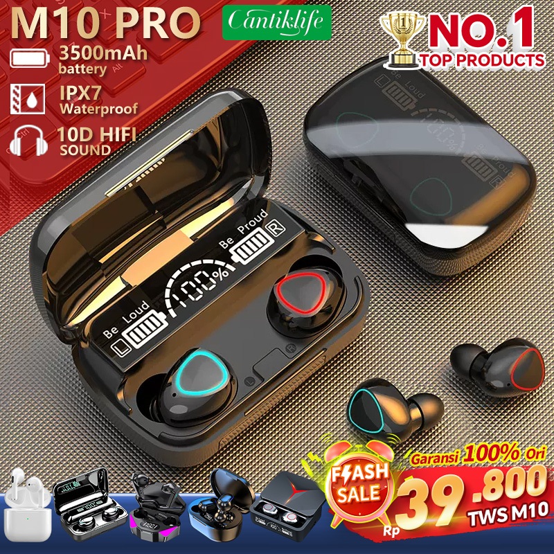 Jual M10 Headset Bluetooth Full Bass Stereo 3500mAh Power Bank Wireless Earphone Tahan Air TWS ...
