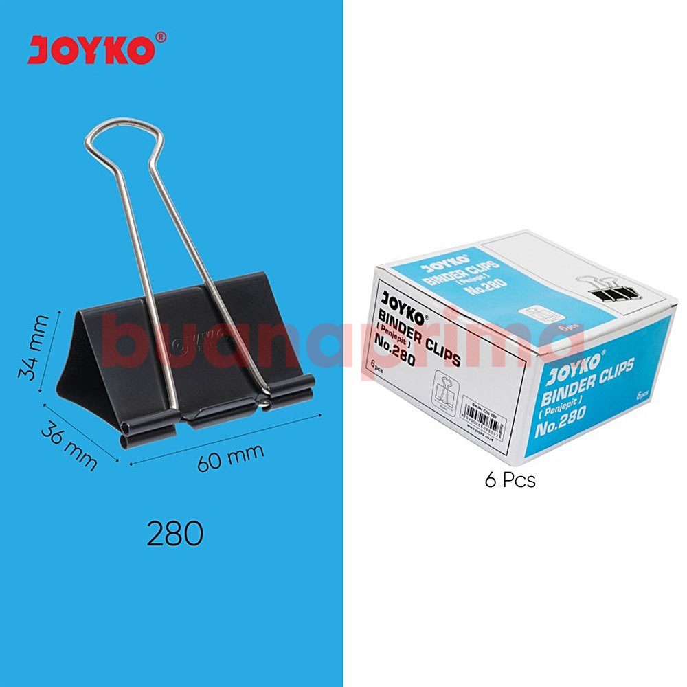 Jual Binder Clip no 280 60 mm isi 6 pcs Penjepit Kertas Hitam Klip ...