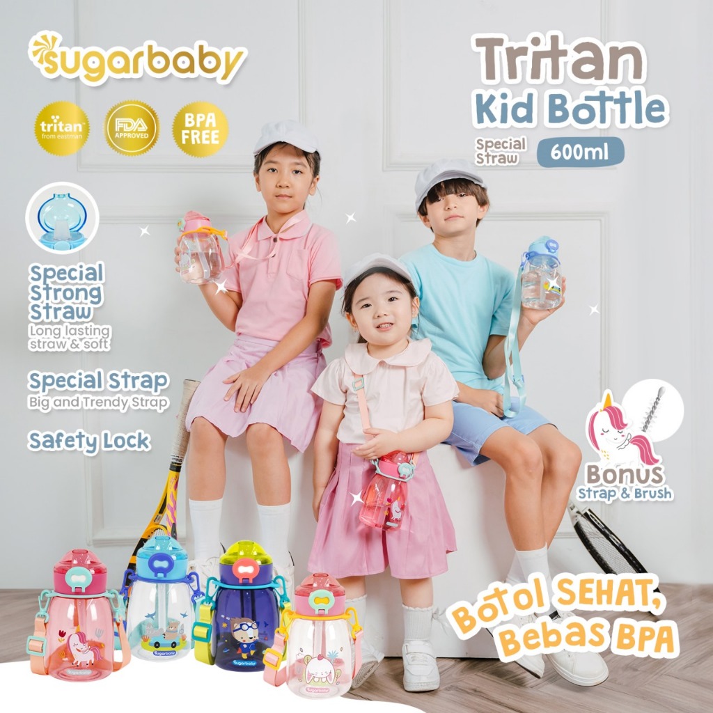 Jual Sugarbaby Tritan Kid Bottle Special Straw 600 ml Botol Minum Anak/Botol Minum Anaka BPA ...