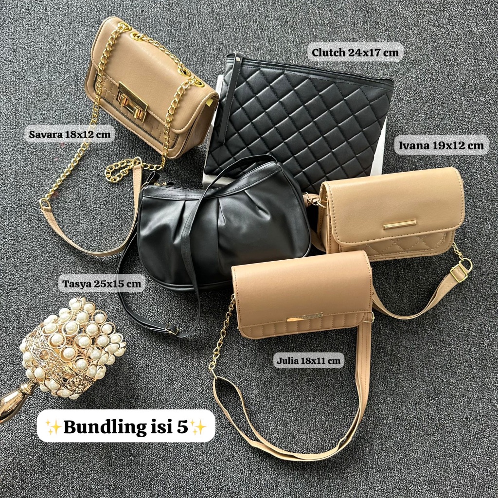 Jual Bundling 5 tas(Julia+Ivana+Savara+Tasya+indira)atau(Marvel+Savara+Ivana+Gw+indira) | Shopee ...