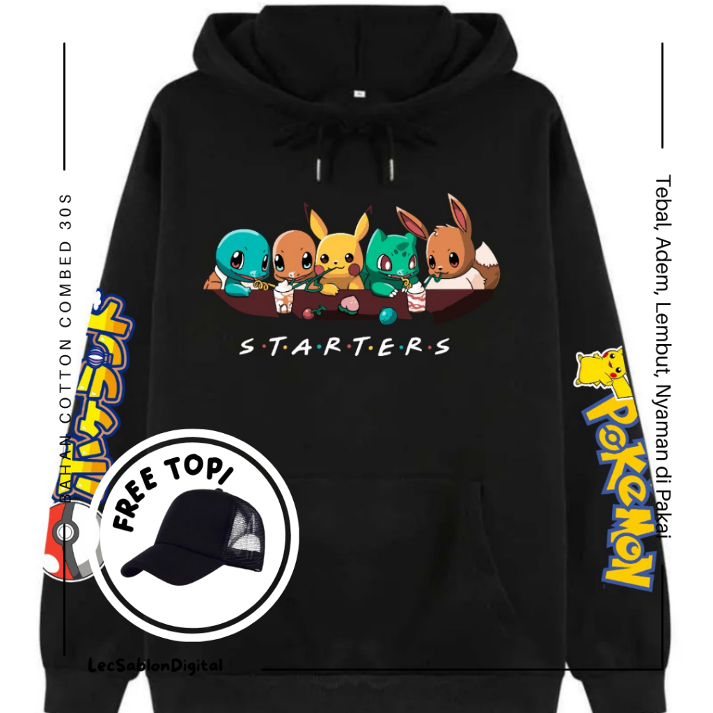 Jual Hoodie POKEMON CARTOON Pria dan Wanita Distro Katun Cotton Fleece ...