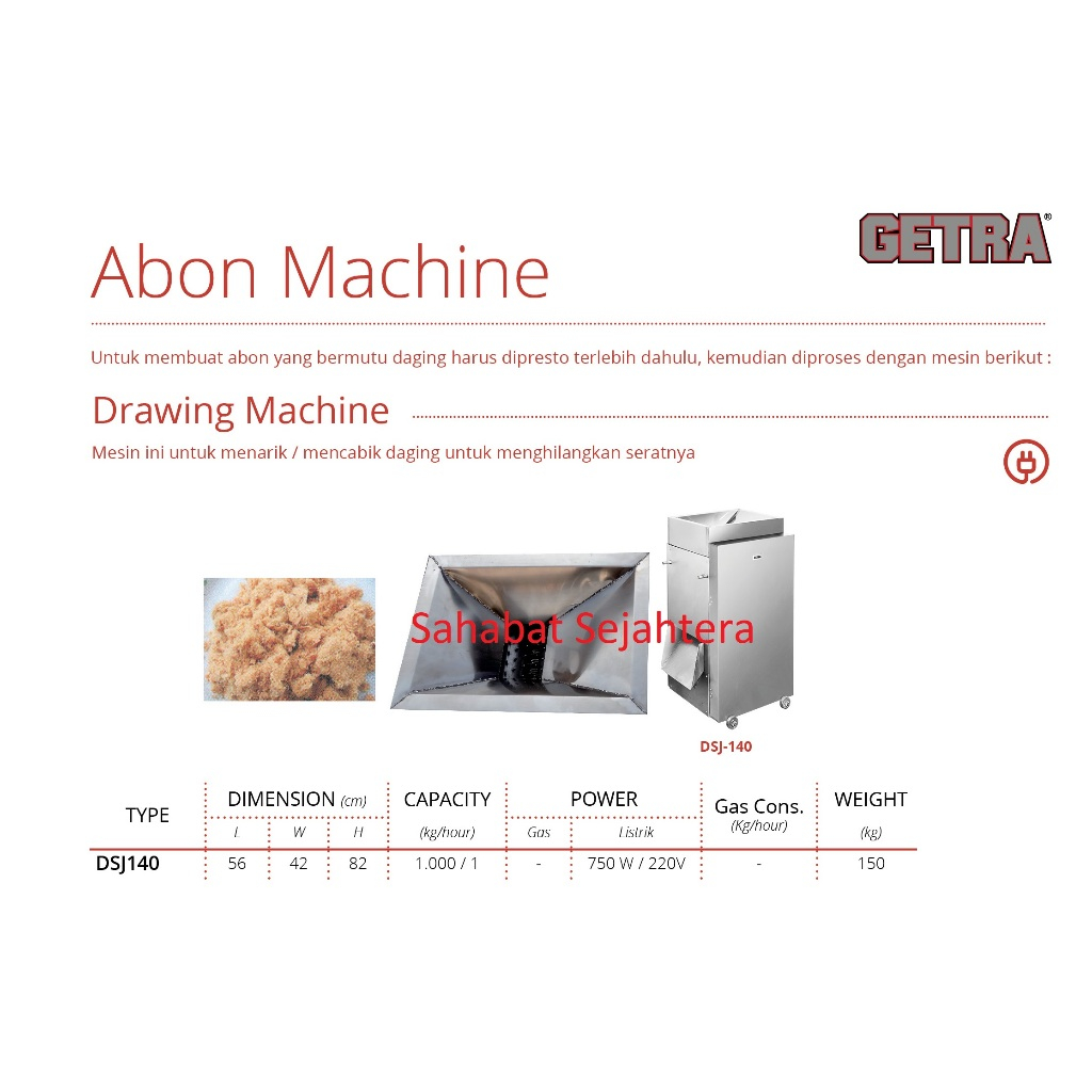 Jual GETRA Drawing Machine DSJ140 Mesin Pencabik Daging Ambon | Shopee ...
