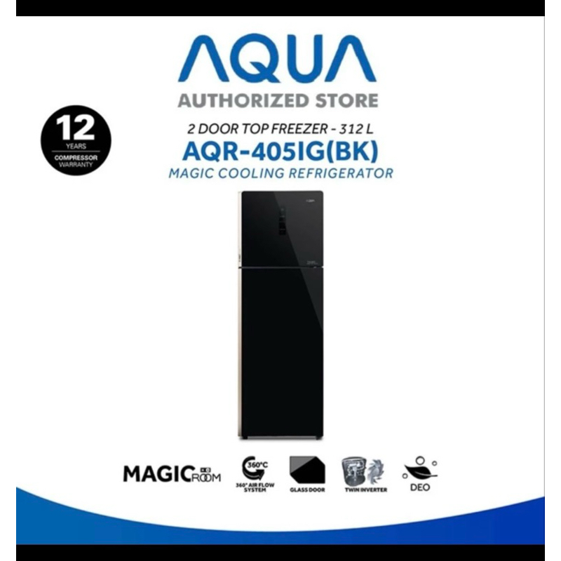Jual Kulkas second- AQUA JAPAN AQR-405IG(BK) Kulkas 2 Pintu Inverter ...