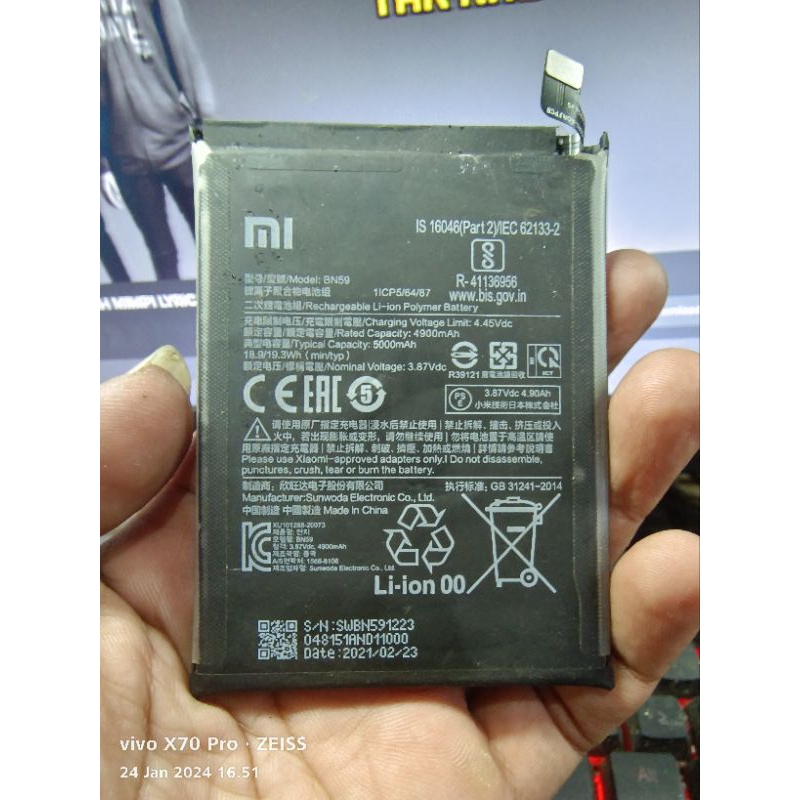 Jual baterai redmi note 10 4g 10s bn59 original copotan | Shopee Indonesia