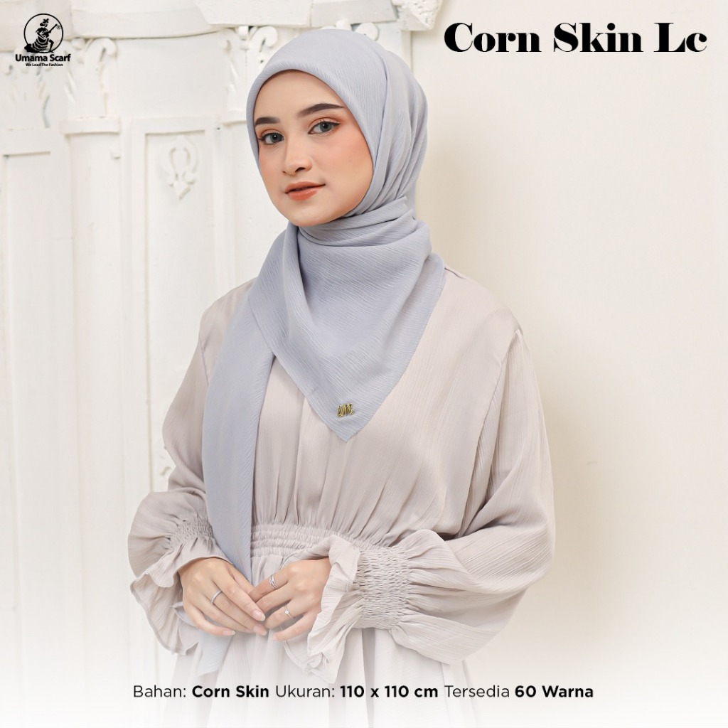 Jual Hijjab Umama Scarf CORN SKIN LC Logo UM POUCH 110 x110cm Kerudung ...