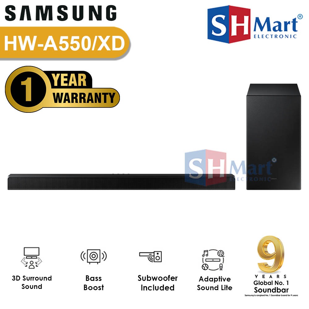 Jual SOUNDBAR SAMSUNG HW-A550 2.1CH DTS DOLBY 5.1 3D SURROUND GARANSI ...