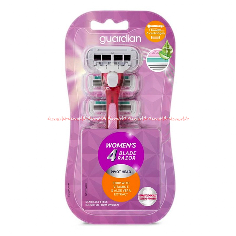 Jual Guardian Women's 4 Blade Razor Pivot Head Pisau Cukur Wanita Pink ...