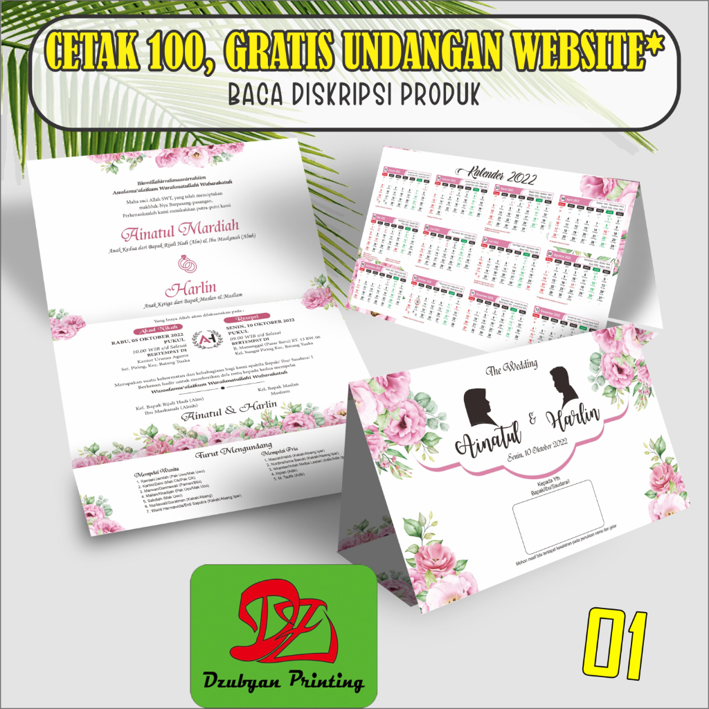 Jual UNDANGAN PERNIKAHAN LIPAT 3 TEMA KALENDER 2024 tanpa minimal order ...