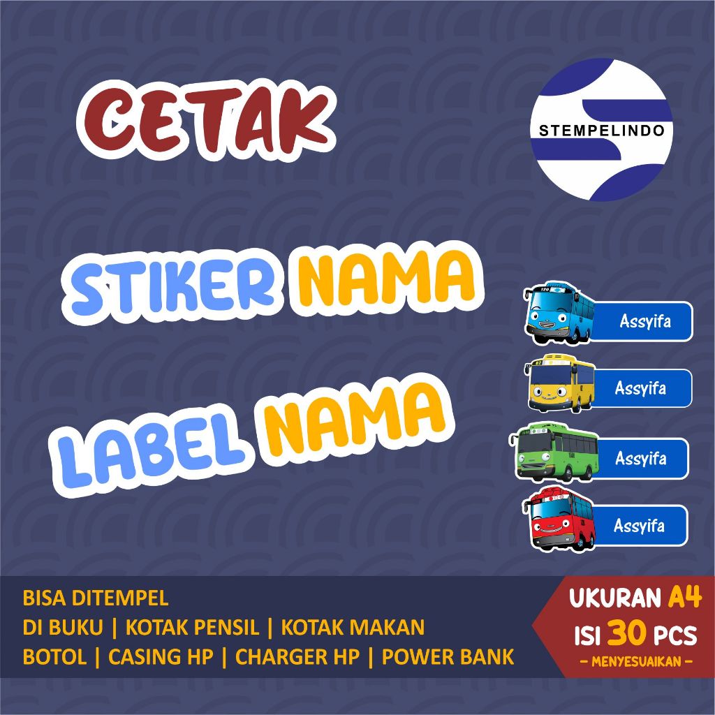 Jual CETAK STICKER NAMA | CUSTOM LABEL STICKER UKURAN A4 KISSCUT ...