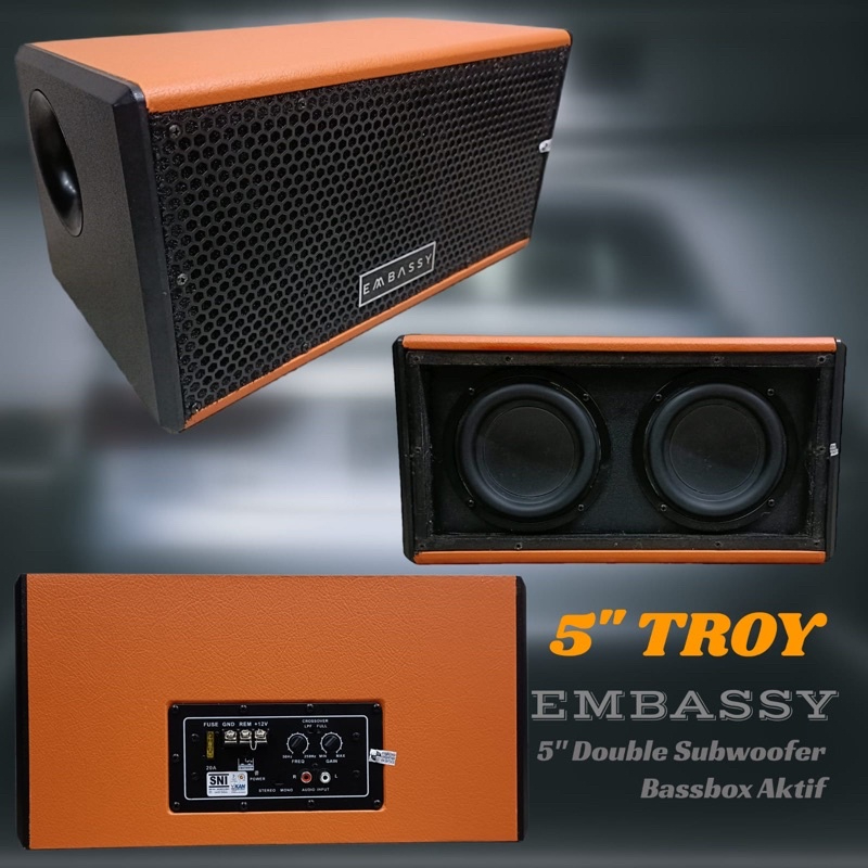 Jual Subwoofer Aktif Embassy 5 TROY Original double 5 inch embassy troy ...