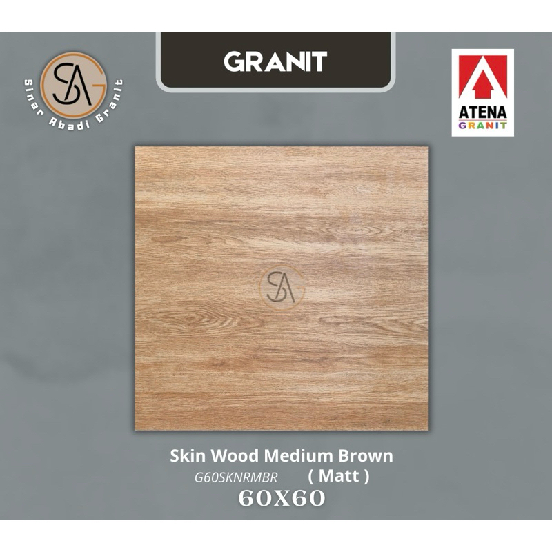 Jual granit motif kayu 60x60 atena skin wood medium brown matt ( G60SKNR