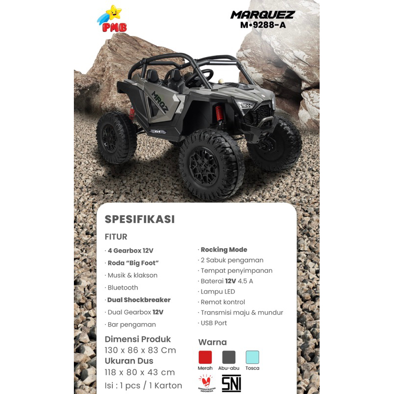 Jual Mobil Aki Anak PMB 9288 RST M9288 M-9288 UTV JUMBO SIZE Kendaraan ...