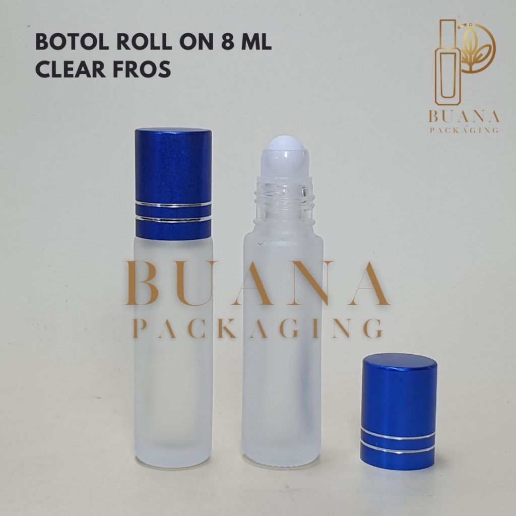 Jual Botol Roll On 8 ml Clear Frossted Tutup Stainles Biru Shiny Garis ...