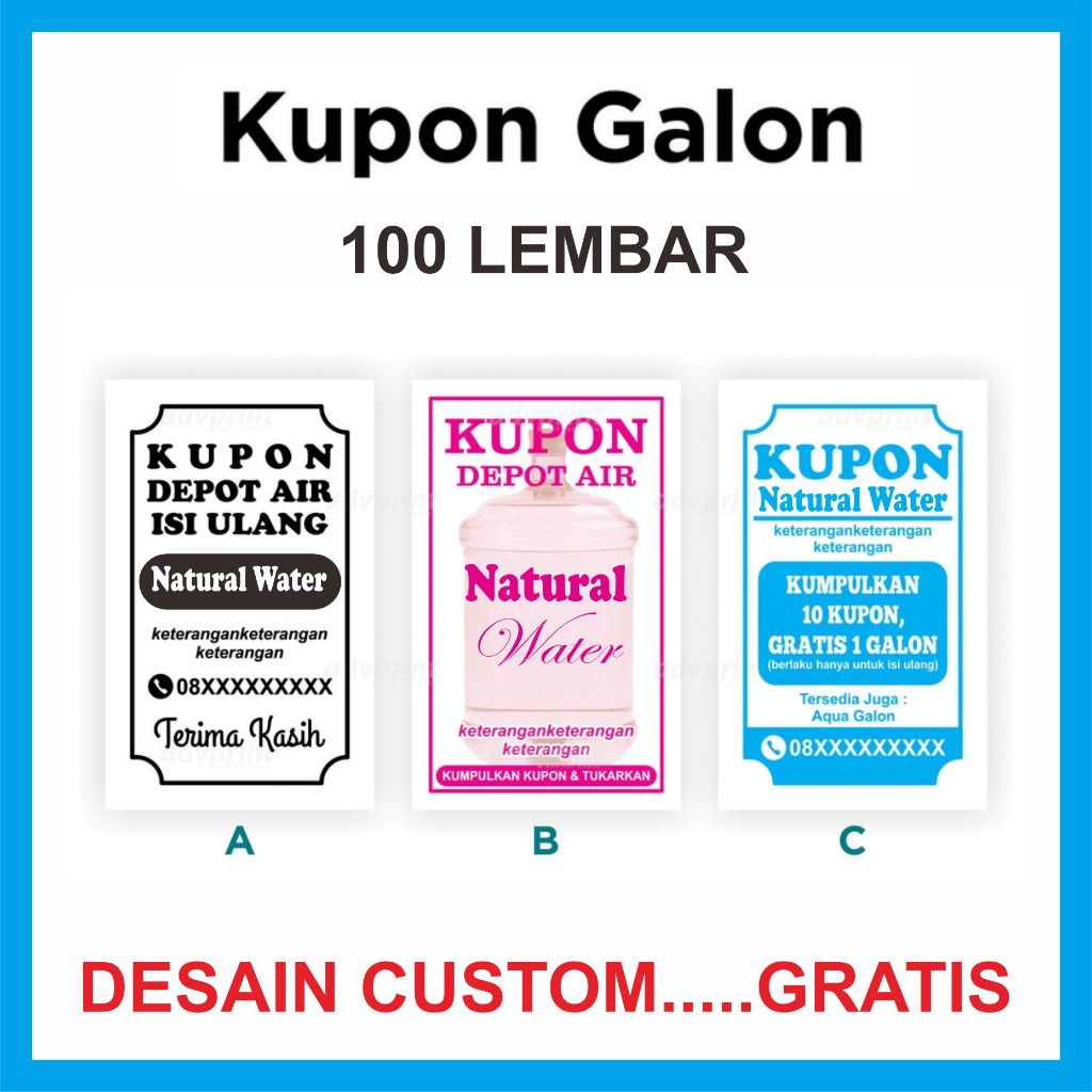 Jual Kupon depot air minum kupon penukaran hadiah kupon gratis isi ...