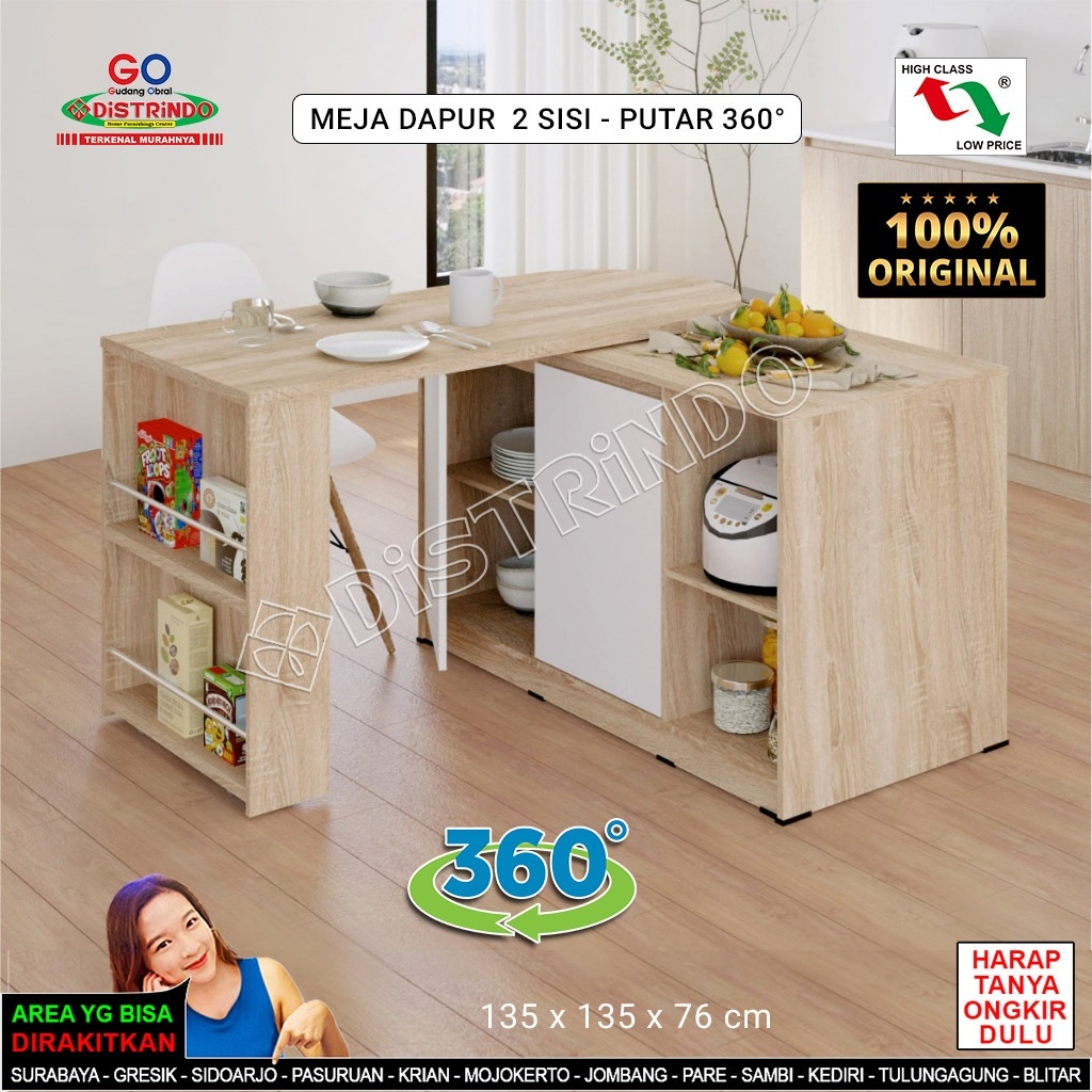 Jual DISTRINDO Meja Dapur / Kitchen Island / Meja Makan Putar 2Sisi ...