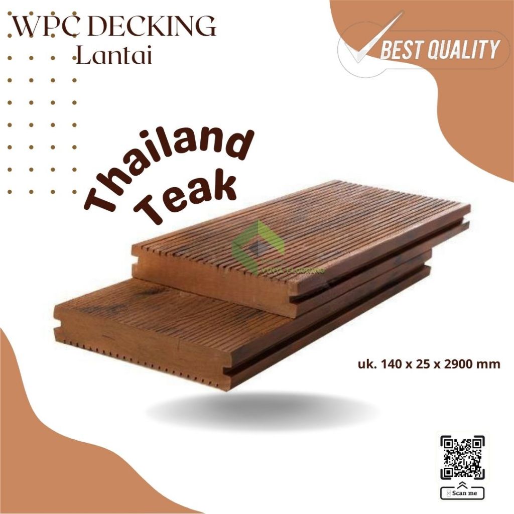 Jual WPC Decking Thailand Teak uk. 140cm x 2,9m tebal 25mm | Shopee ...