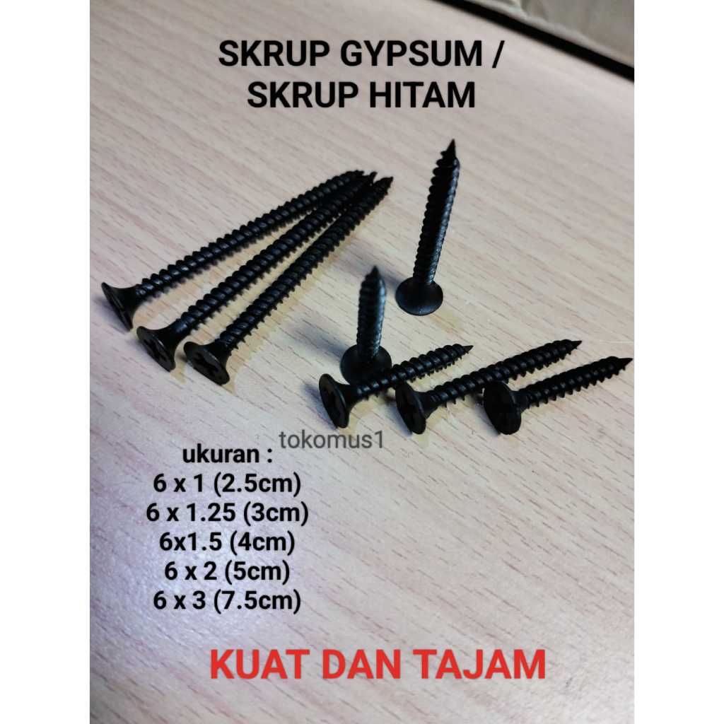 Jual SKRUP GYPSUM 50 PCS/Mur Baut Skrup Gypsum Baja / Baut Skrup Kayu ...