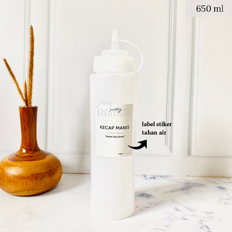 Jual Botol Saus Putih 650 ml Aesthetic - Kecap Saos Sambal Minyak ...