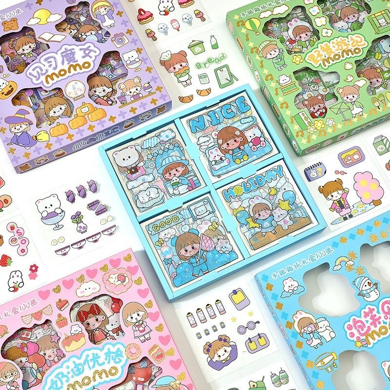 Jual 100 Lembar Stiker MOMO Anti Air Korea Lucu - Sticker Waterproof ...
