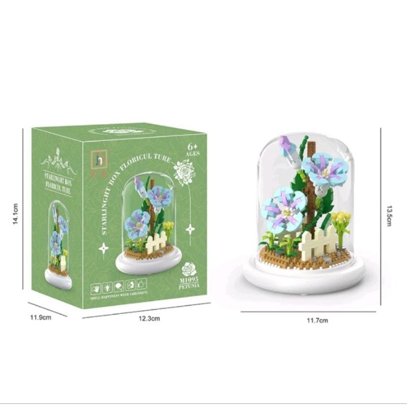 Jual Bricks Blok Bunga Lampu Balok Susun Hadiah Valentine Flower ...