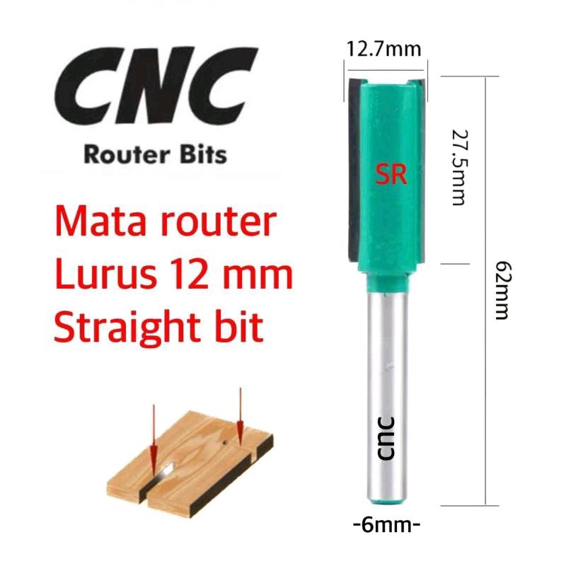 Jual Mata Router/ Profil Lurus 12 mm/ Straight Bits CNC | Shopee Indonesia