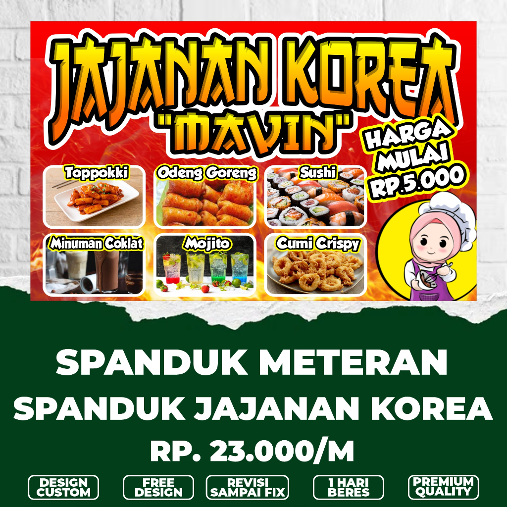 Jual Spanduk banner jajanan korea kekinian / spanduk jajanan / banner ...