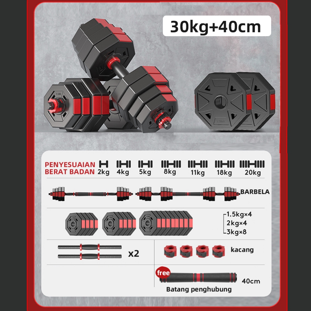 Jual Dumbell Set 30kg/40KG Barbel 4 in1 PVC Alat Olahraga Angkat Besi | Shopee Indonesia