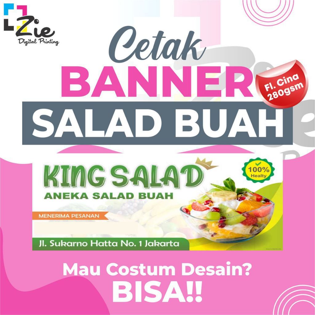 Jual Cetak Banner Salad Buah Frontlite Bahan Flexi 280 gr Spanduk Backdrop Custom | Shopee Indonesia