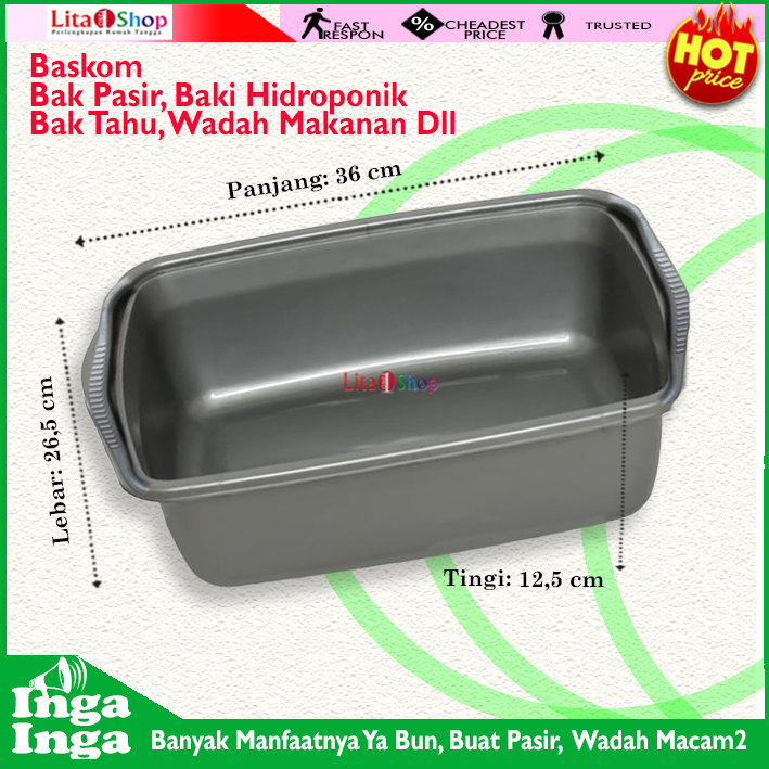 Jual Bak Baskom Segi / Bak Tahu / Bak Pasir/Hidroponik/Kucing Plastik ...
