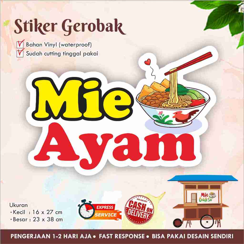 Jual STIKER KACA GEROBAK VINYL MIE AYAM / LABEL MAKANAN | Shopee Indonesia