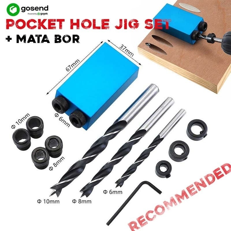 Jual Pocket Hole Jig Set Plus Mata Bor 14 PCS Alat Panduan Mata Bor ...