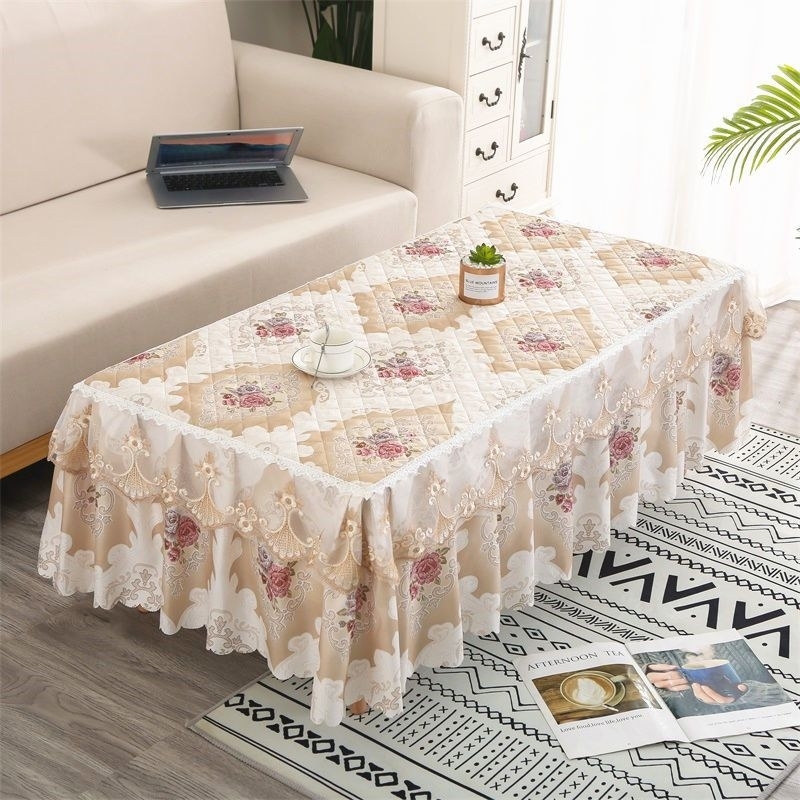 Jual TAPLAK MEJA IMPORT PERSEGI PANJANG GAYA CINA MEWAH RENDA REMPEL ...