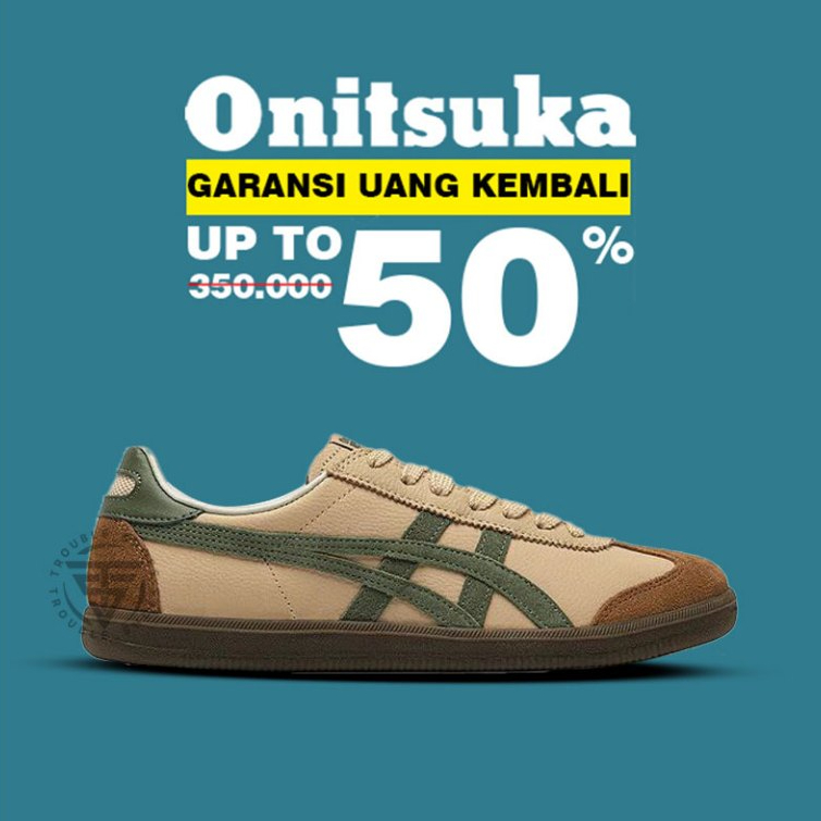 Jual (PROMO) Sepatu ONITSUKA TIGER Tokuten Beige Green /LEATHER UNISEX ...