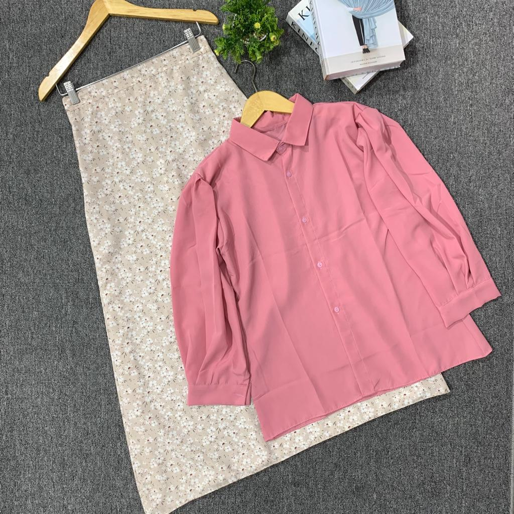 Jual PAKAIYAN WANITA ONE SET 2IN1 BLUSE MOTIF KAMEJA POLOS WANITA ...