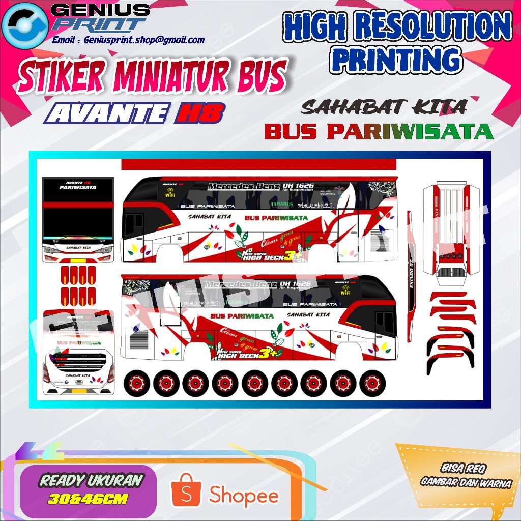 Jual Stiker Miniatur Bus Avante H8 Livery Duane Putra | MGI | Exindo 57 ...