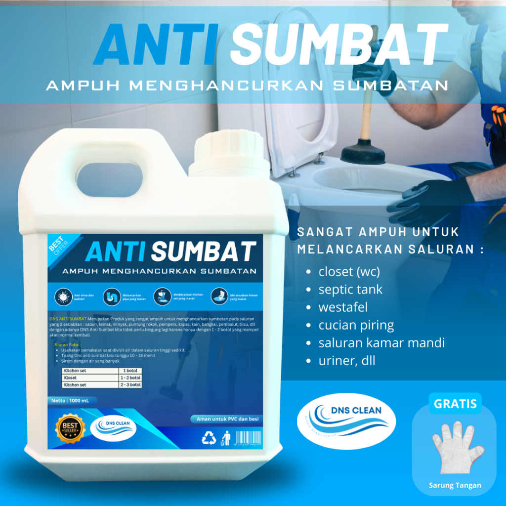 Jual DNS Anti Sumbat Saluran Air Pipa WC Wastafel tempat cuci Piring 1 ...