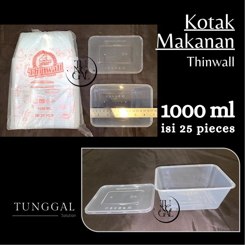 Jual Thinwall Kotak Kokiku - 1000 ml/1 liter. 1 pak 25 pieces Ada ...