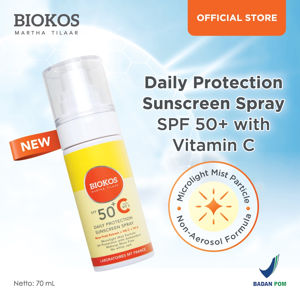 Jual Biokos Daily Protection Sunscreen Spray SPF 50+ with Vit C 70 ml ...