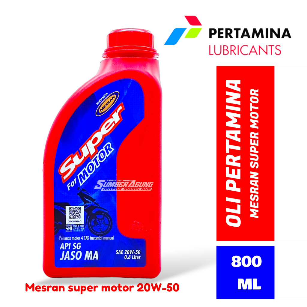 Jual OLI MESRAN SUPER MOTOR SAE 20W-50 800 ML PERTAMINA ORIGINAL ...