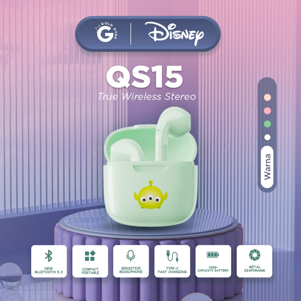 Jual Disney QS15 True Wireless TWS Earphone Mini Headset Bluetooth 5.3 ...