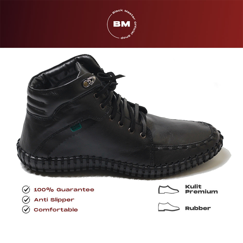 Jual BLACK MASTER Sepatu Boot Bikers Pria Kulit Leonard | Shopee Indonesia