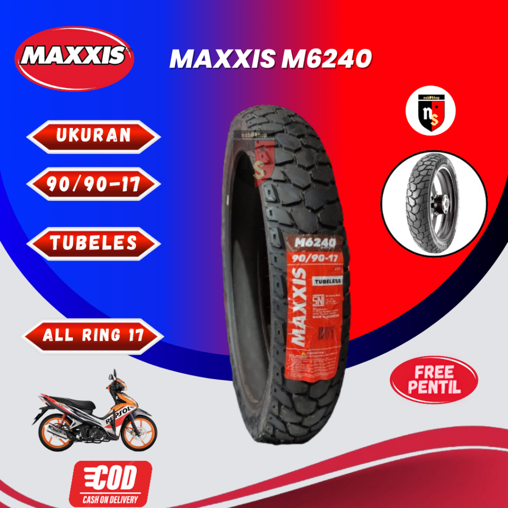 Jual Ban Motor Maxxis On Off Road M6240 90/90 Ring 17 Tubeless Free ...