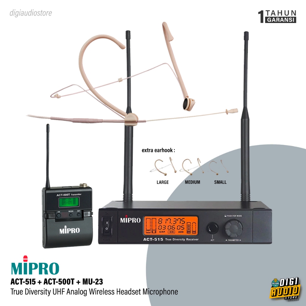Jual Microphone Wireless Headset MIPRO ACT-515 ACT-500T MU-23 UHF True ...