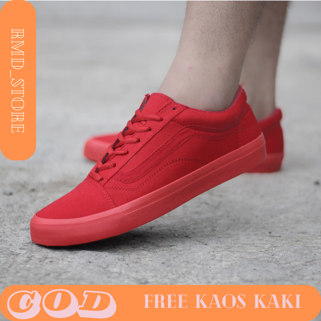 Jual Sepatu Casual Pria OS full Colour / Sepatu Sneakers Merah Polos ...